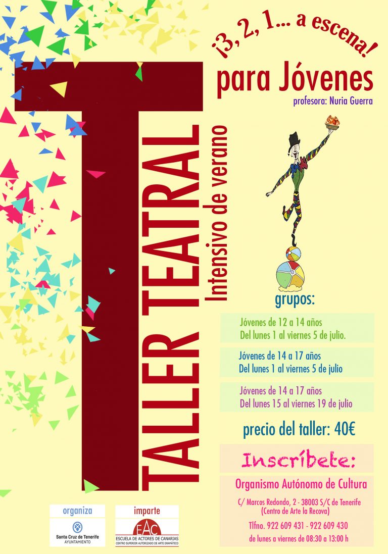 Teatro para jóvenes de 14 a 17 años. Taller del 15 julio al 19 julio ...
